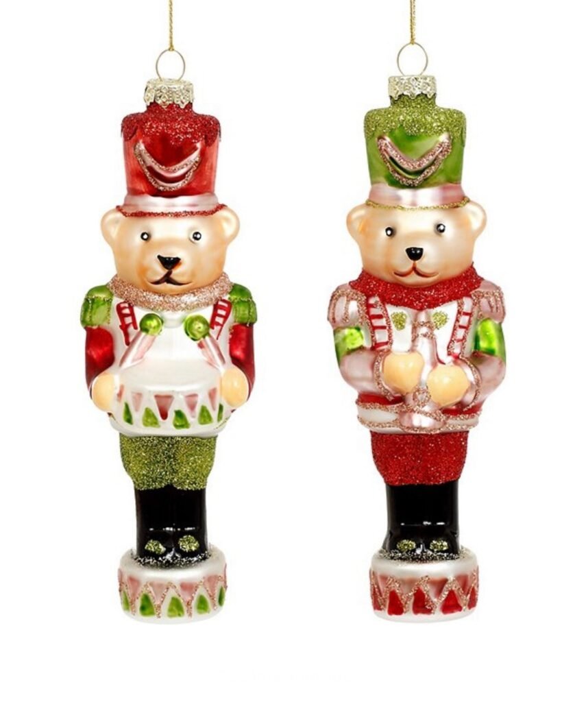 Drummer Bear Glass Ornament – Mark Roberts – RITZY CHRISTMAS