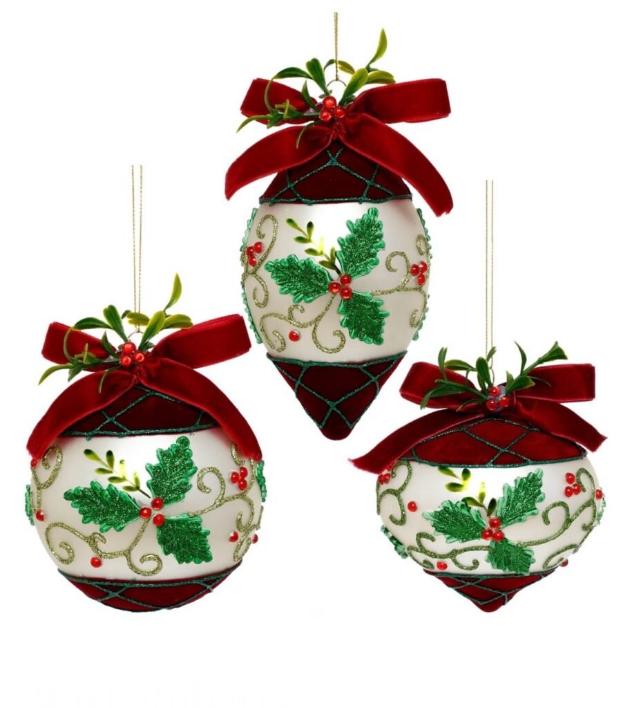 Ribboned Holly And Berry Ornament – Mark Roberts – RITZY CHRISTMAS
